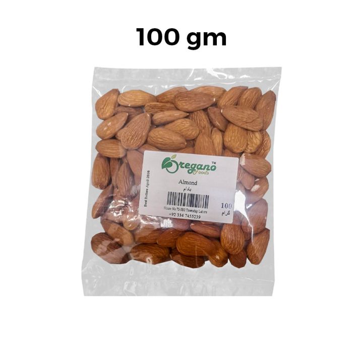 Premium Quality American Almonds 100 Gram Pack Badam Giri | Whole California Almonds by Oregano ...