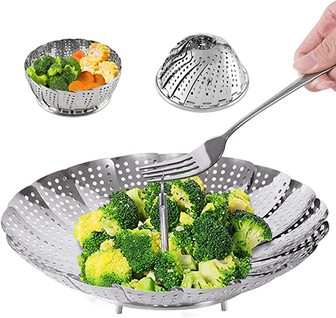 Stainless Steel Folding Steamer, Fruits / vegetables Basket Steamed ...
