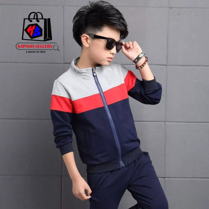 Kids Zipper panel tracksuit for boys upper and trouser | Daraz.pk