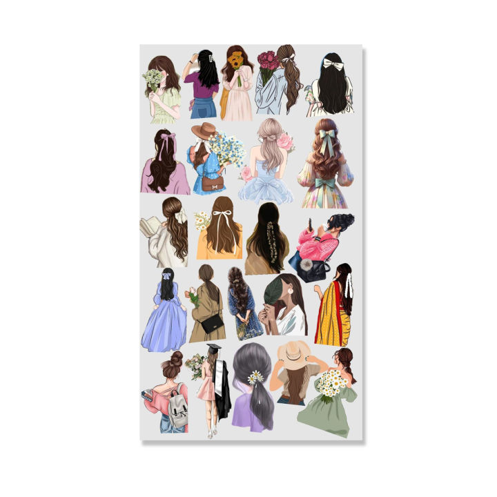A4 size (21x30cm) Uncut girl hairs sticker sheet, cool Stickers for ...