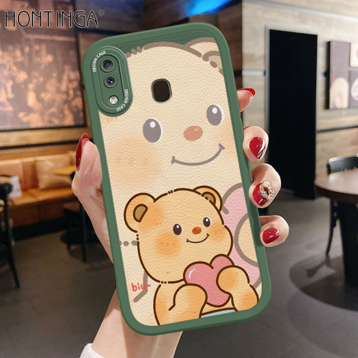 Hontinga for Samsung Galaxy A30 A20 Back Cover PU Leather Cute Bear ...
