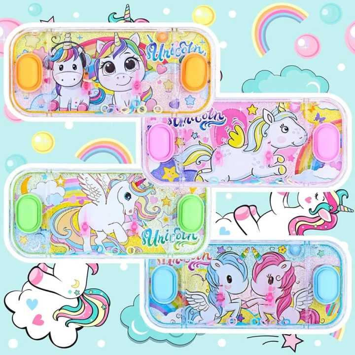 Unicorn design Double button Transparent Fancy Water Ring Game Toy ...