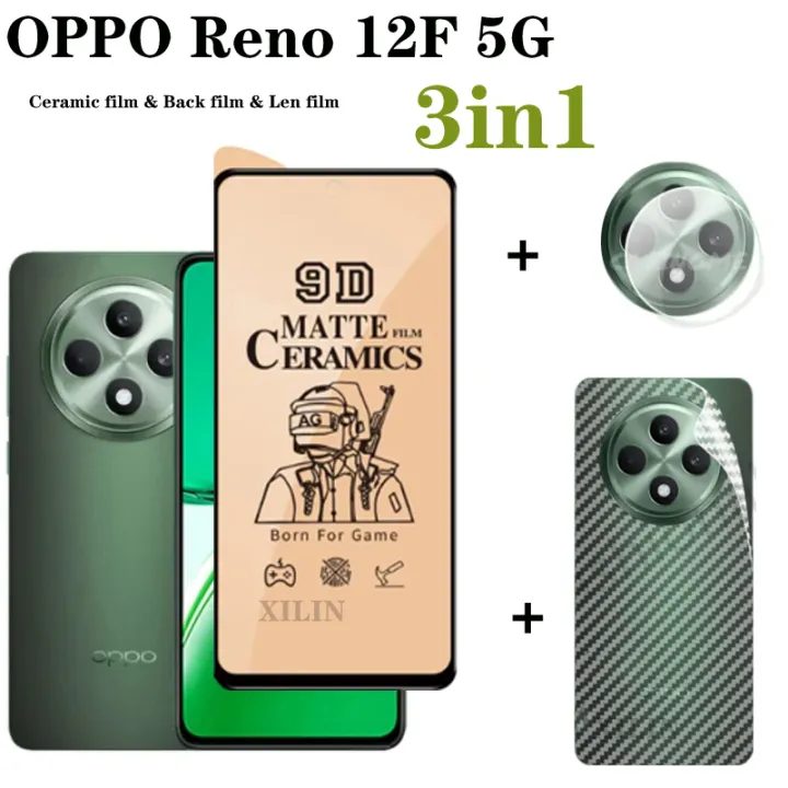 3IN1For OPPO Reno 12F 5G Full Screen Soft Matte Ceramic film+ Camera ...