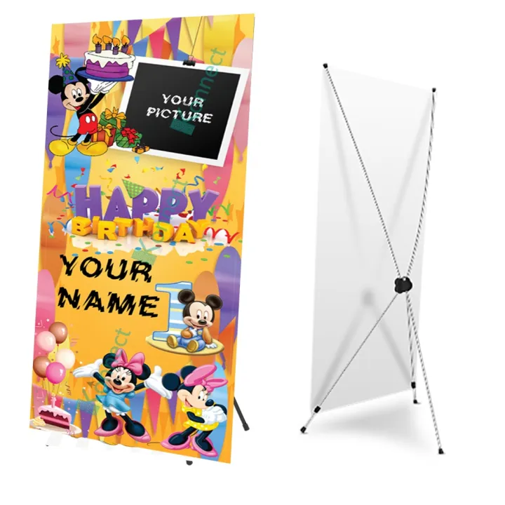 Personalized Birthday Party Welcome X Stand With Banner | Mickey Mouse ...