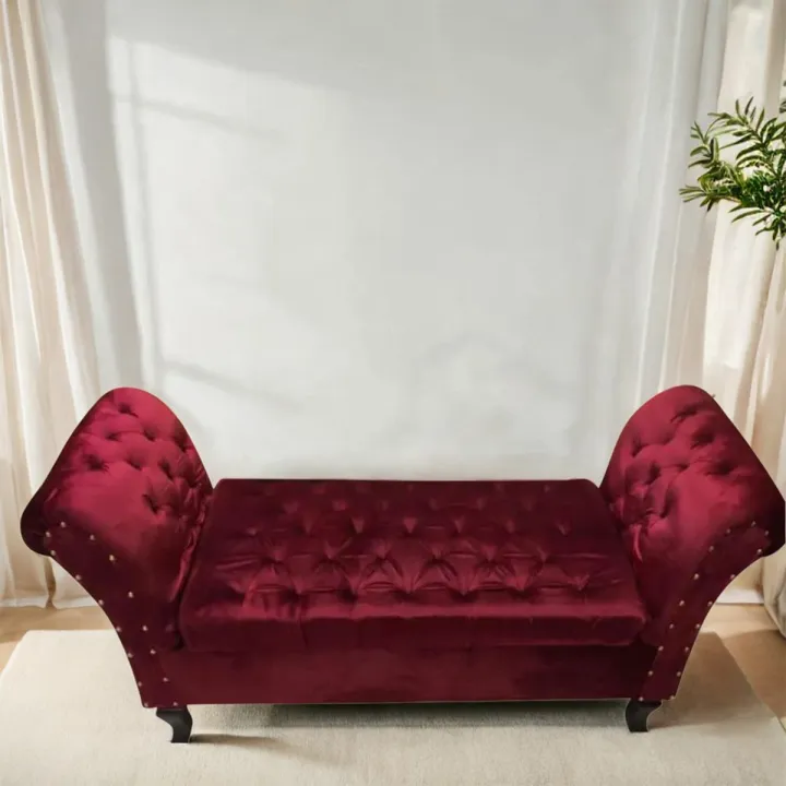 Costumize AKZ Collection 2 Seater Sofa SETTY STORAGE Imported VALVET Fabric MAROON Colour Arm Compact Living Spaces Dorms Guest Rooms Apartments Offices Daraz.pk
