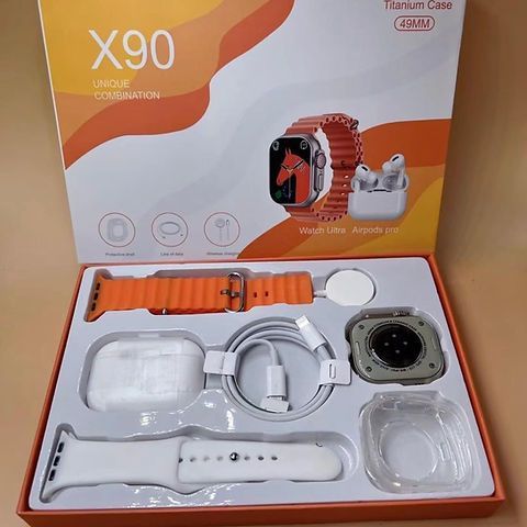 X90 Ultra Smart Watch Combo – 2-in-1 Smart Watch with Earbuds, Multiple ...