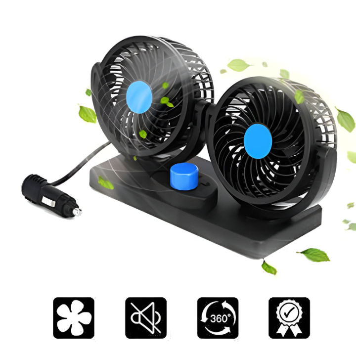 F30 Dual-Headed 360° Rotating Car Fan 3 Speed Air fan with Low Noise ...