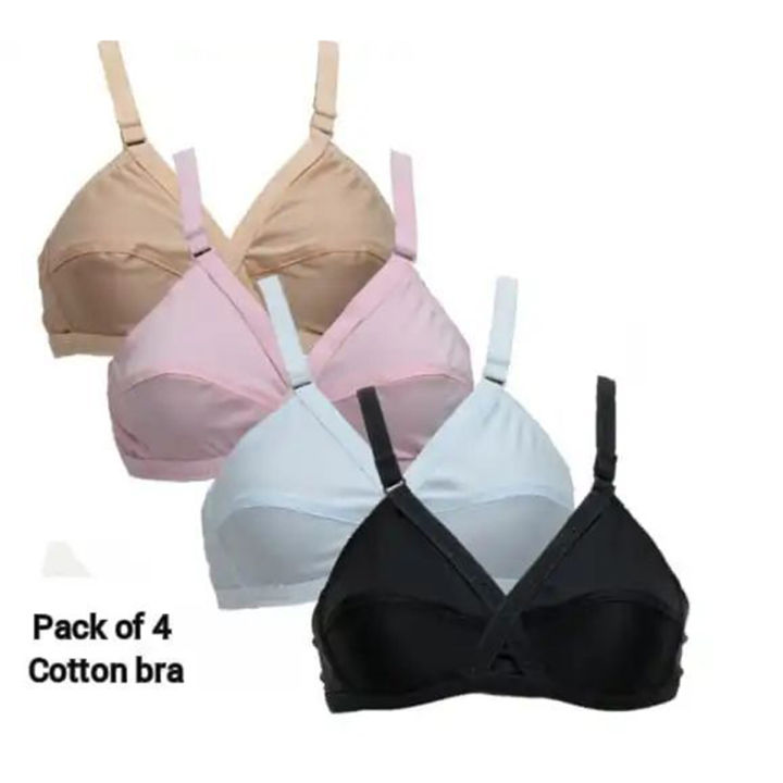 Pack of 4 Cotton bra for women girl adies brazier blouse skin | black ...
