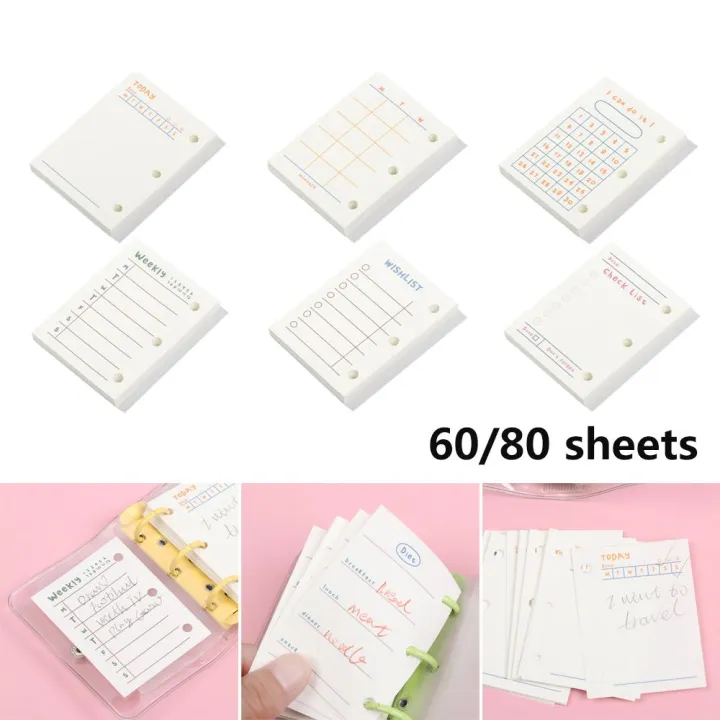 60/80 Sheet Mini Hand Account Diary Rings Binder Notebook Inner Core ...