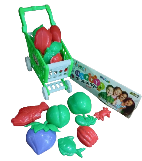 Shopping Trolley Toy With Vegetables and Fruits Pretend Play Kitchen ...