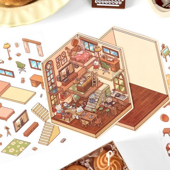 Pasting Plus Size 3D Landscape Sticker Paper Forest Village Corner Park ...