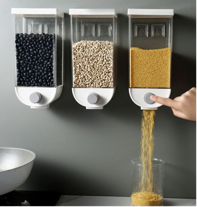 Easy Press- Kitchen Food Storage Container Cereal Dispenser Oatmeal ...