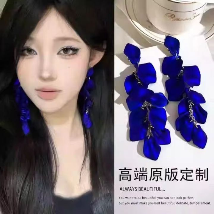 【Low price】Dream Core Sensation Blue Petal Earrings for Women ...