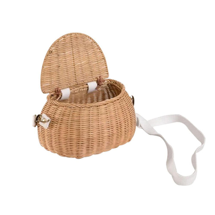 Small Back Basket Cute Hand-woven Rattan Backpack Baby Shoulder Storage ...