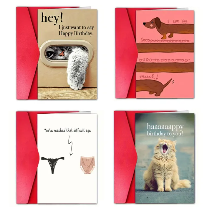 Cute Funny Cat Birthday Card Valentine's Day Greeting Card Invitation ...