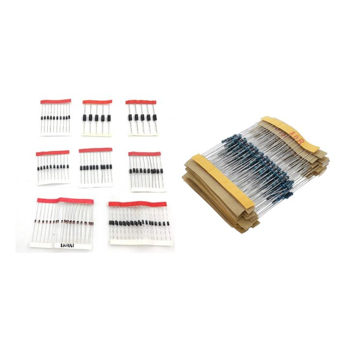 Electronic Components Package with 300Pcs 10 -1M Ohm 1/4W Resistance 1% ...