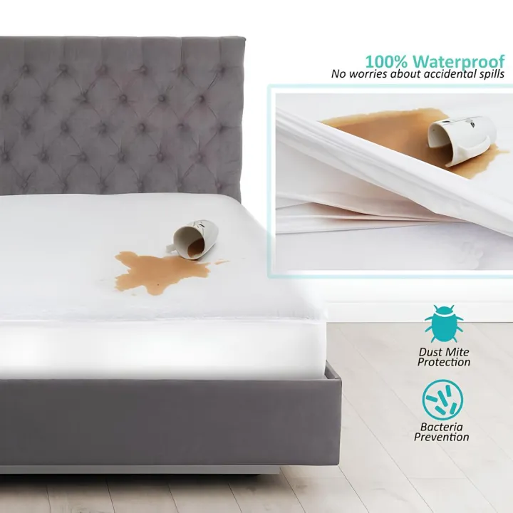Waterproof Mattress Cover King Mattress Protector Terry & Jersey Fabric ...