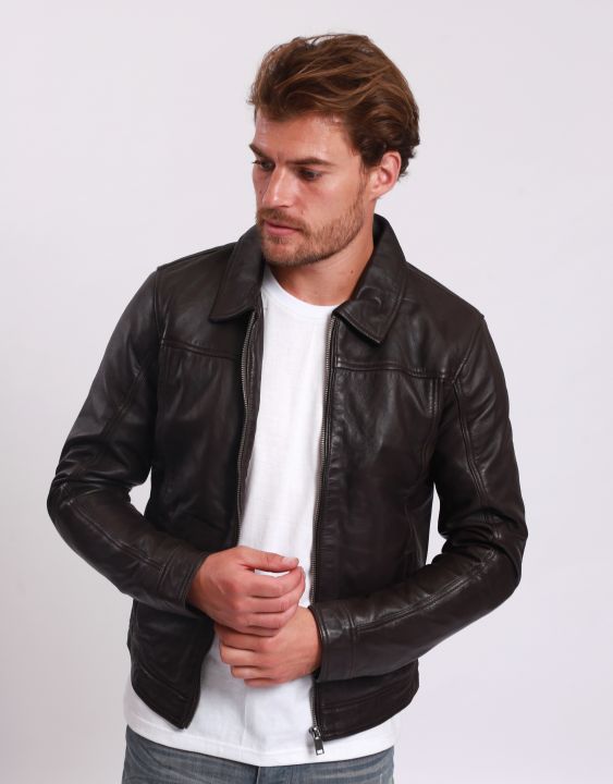 100% Real Leather Brown Colour Jacket Koluton Style Regular Fit | Daraz.pk
