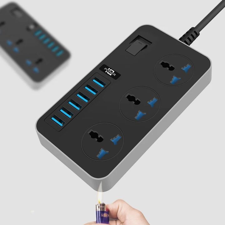 POWER Multi Power Plug Extension Board with 6 USB Ports + 3 Sockets ...