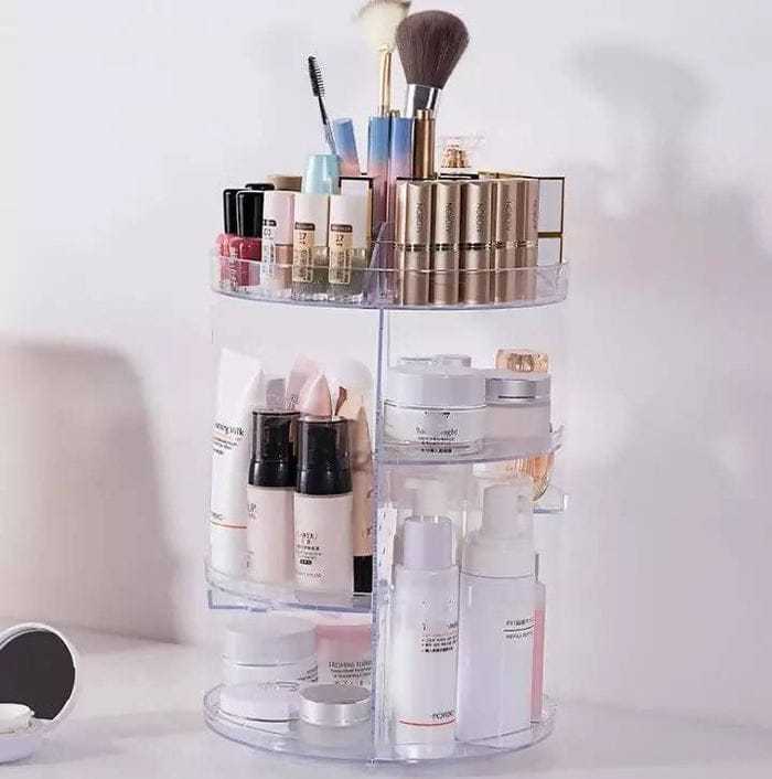 Afulili Makeup Organizer Box 360°Rotating Perfume Stand Bathroom ...