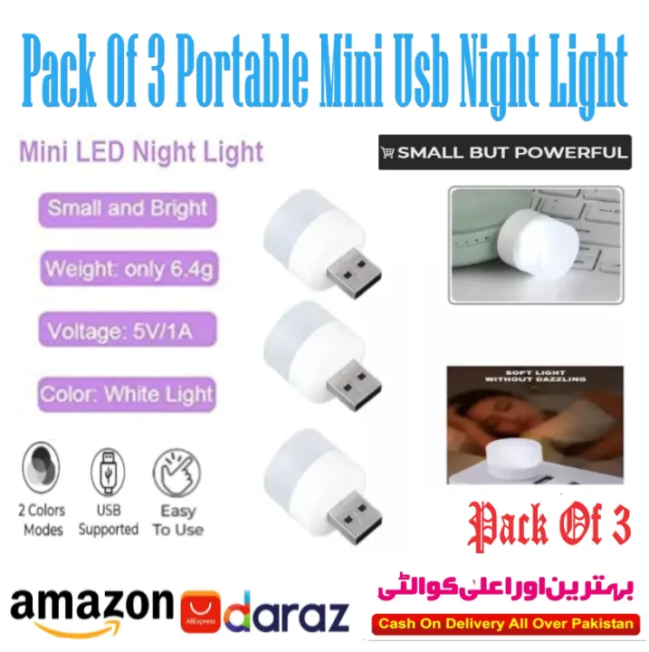 Mini USB Light Bulb Pack Of 3 Portable Mini Usb Night Light | Daraz.pk