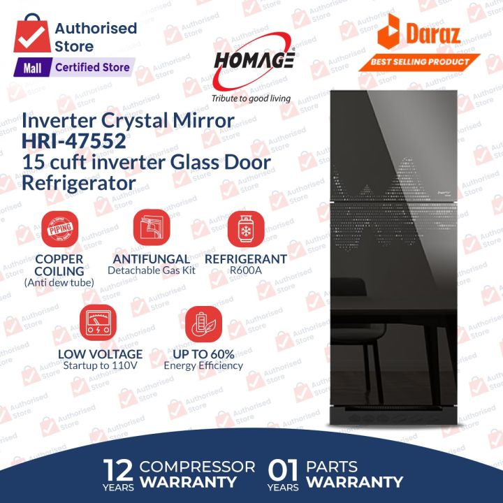HOMAGE Inverter Refrigerator | Model HRI-47552 GD Inverter | Size 15 ...