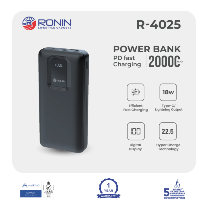 Ronin R-4025 20000mAh - Ronin REVIVE Original Power Bank with 22.5W PD ...