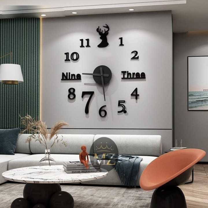 The New 3D Wooden Wall Clock 24 inch Non-ticking one AA battery DIY ...