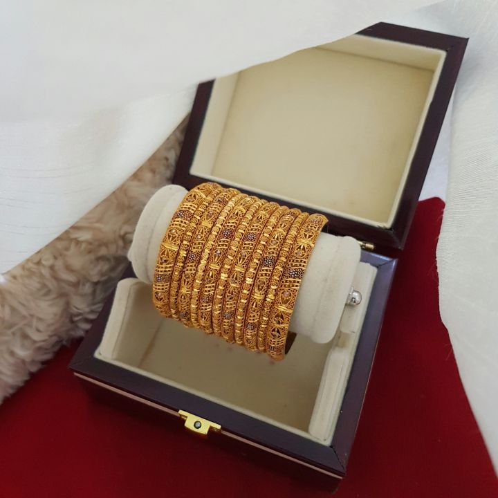 Real Gold Design Bangles set of 6 Pcs | Daraz.pk