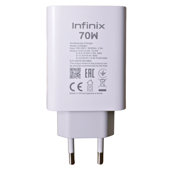 Original Infinix 70W Ultra Fast Charger with Type C Cable | 70 Watt ...