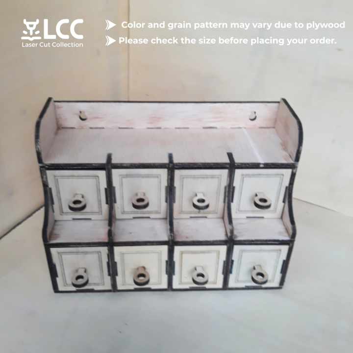 Laser Cut Collection- Wooden 8 Drawer Organizer Box | Multipurpose ...