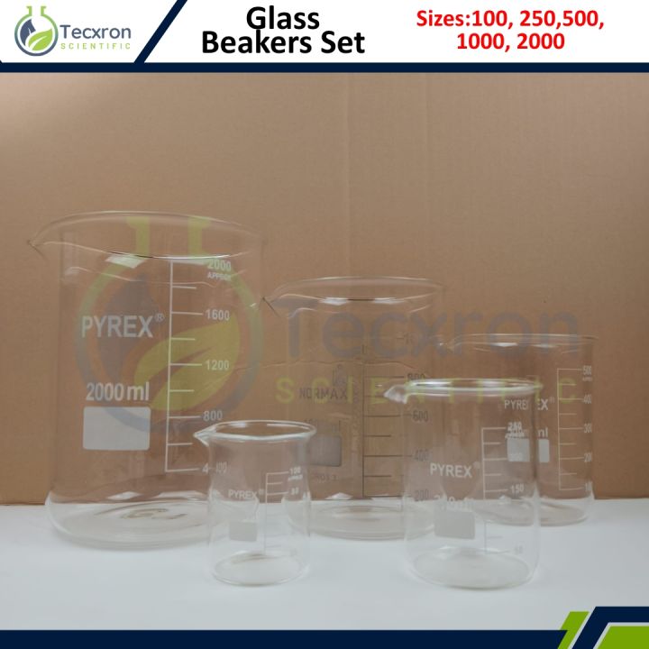 Pyrex Borosilicate Glass Beakers 100ml 250ml 500ml 1000ml 2000ml – Heat ...