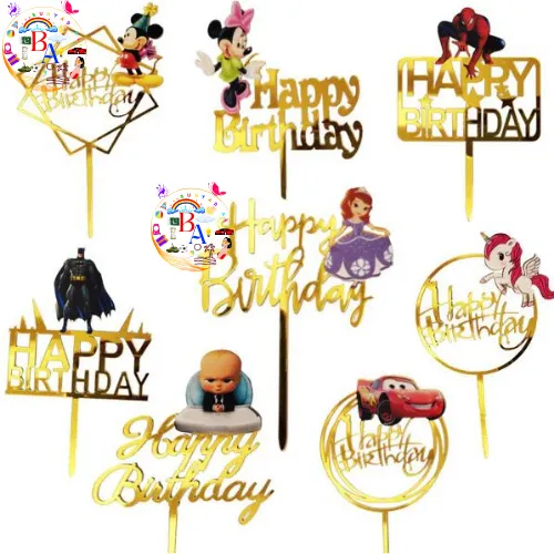 Cartoon Theme Acrylic Cake Topper Multi Cartoons Cake Topper | Daraz.pk