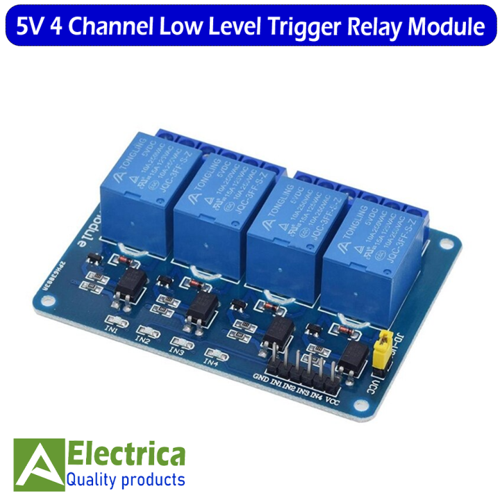 5V 4 Channel Relay Module Low Level Trigger with Optocoupler Relay ...