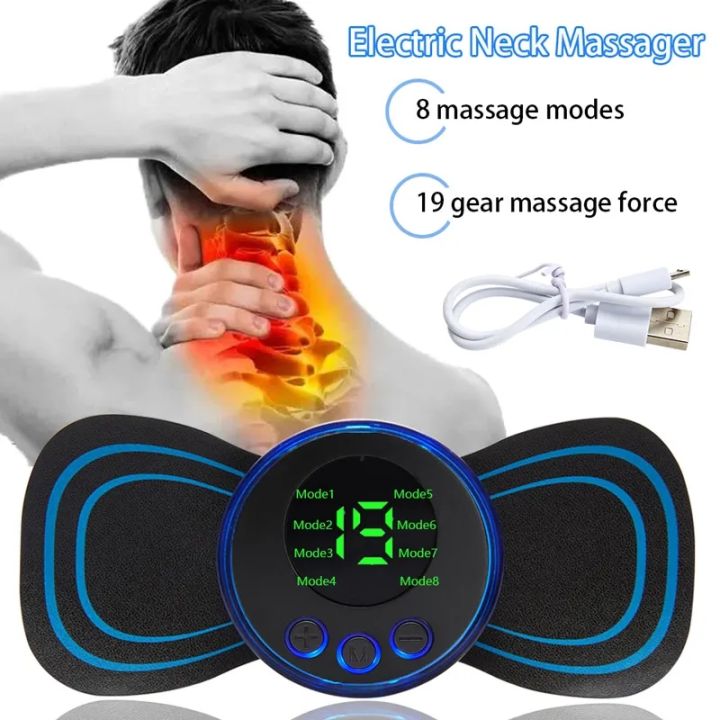 Portable Mini Electric Neck Massager EMS Massage Patch for Muscle Pain ...