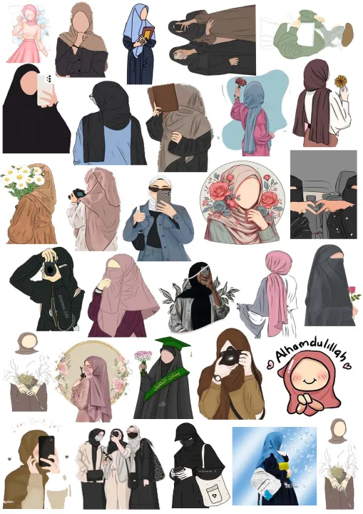 Hijab Stickers - Pack of 30 Each Stickers Size 4 CM - Fashion Girls ...