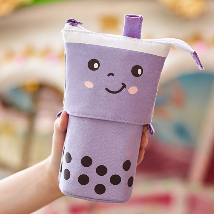 1 Set Cute Boba Milk Tea Telescopic Pen Bag Pen Pencil Holder ...