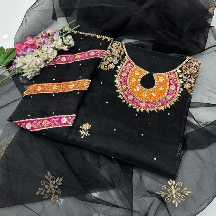 New collection Handmade Goota Work Organza Shirt And Duppata 2 Pc Dress ...