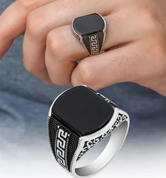 Rings For Men Rings For Boys Turkish style Italian Ring Black stone ...