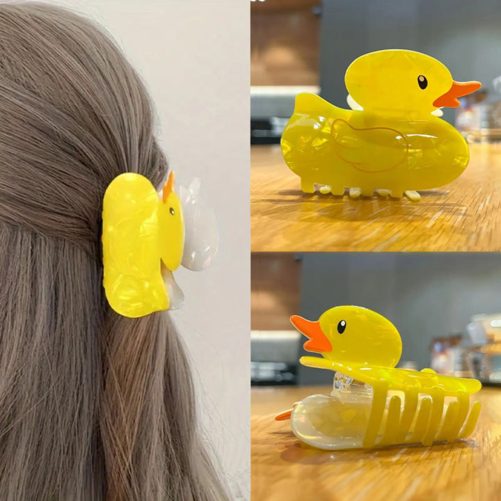 Duck Claw Clip 7.7*6.6cm Acetate Hair Styling Accessory-Yellow | Daraz.pk