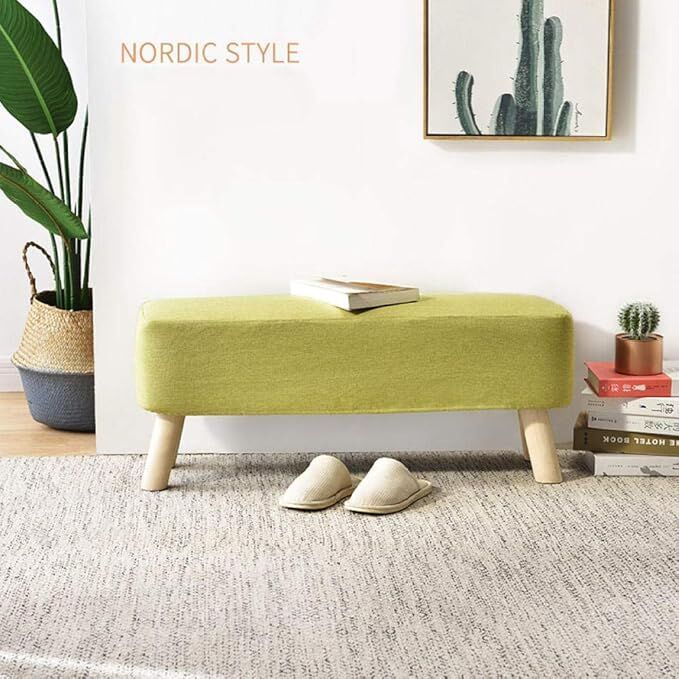 Foot Stool Square Adjustable 4 Legs Padded Footrest Leather Seat Wooden ...