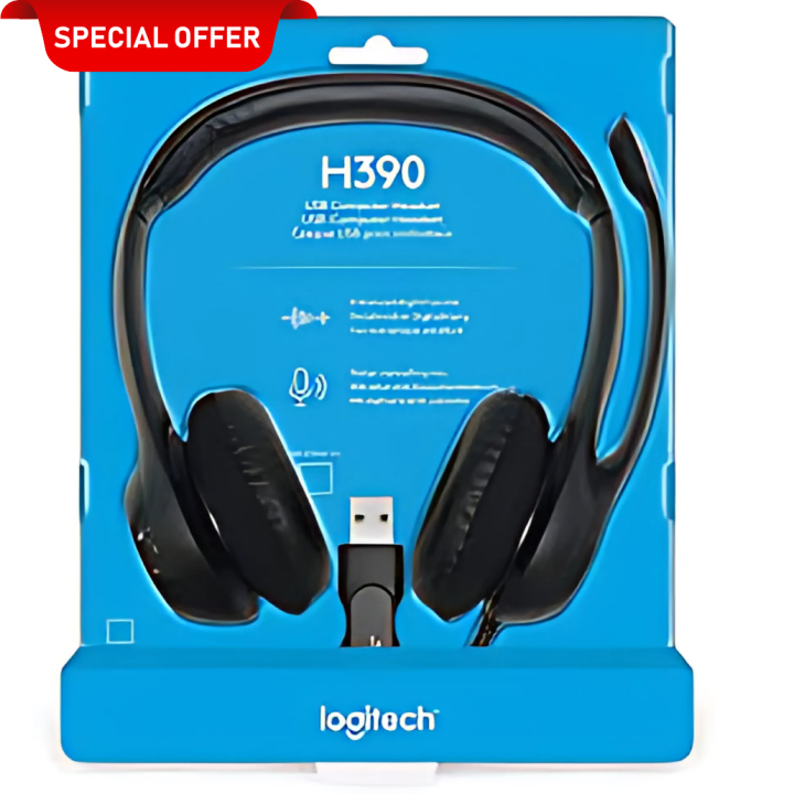 Logitech H390 Wired USB Headset for PC/Laptop - Noise-Canceling ...