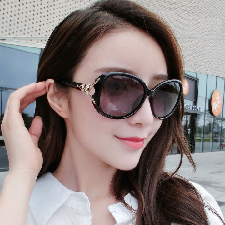 New fashion trend fox head sunglasses women's large frame sun polarized color-changing glasses ...