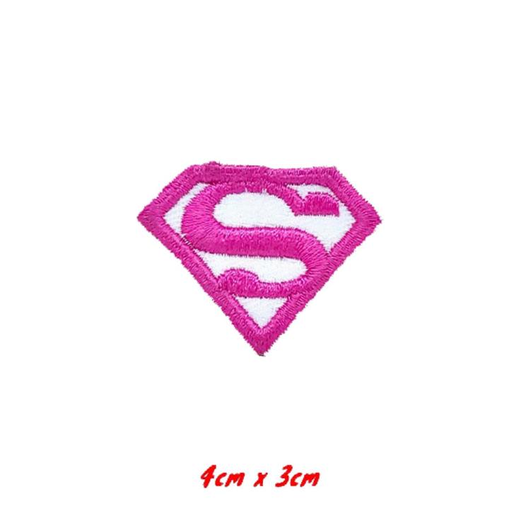 Superwoman Pink Embroidery Iron on sew on patch kids clothing jeans ...