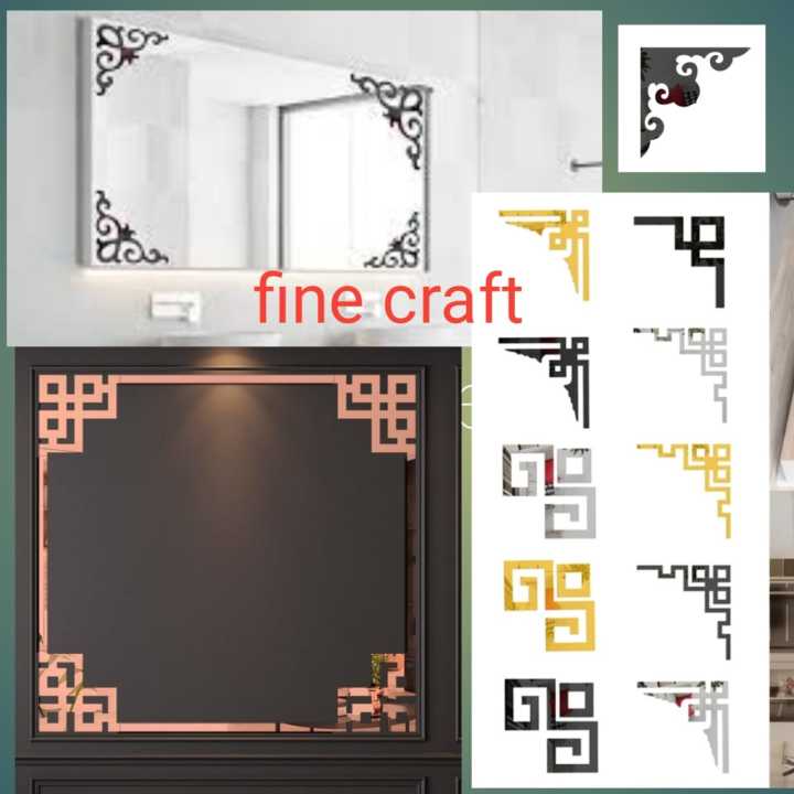 Mirror acrylic 4Pcs/Set 3D Geometry Corner for Mirror ,Wall ,Cabinet ...