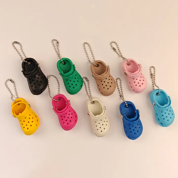 Cute Mini Slipper Shoes Keychain Simulation Hole Shoe Keychain Bag ...