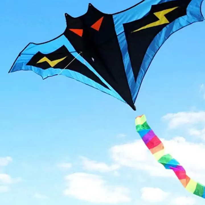 Lightning bat kite breeze easy to fly big long tail cartoon children's ...