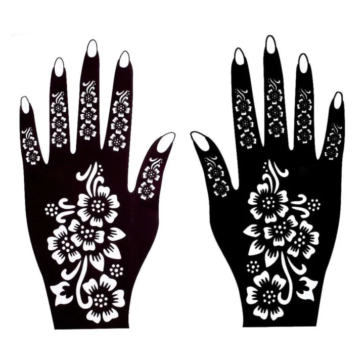 Mehendi stickers for both hands, Mehandi Stencil Design Sticker for ...