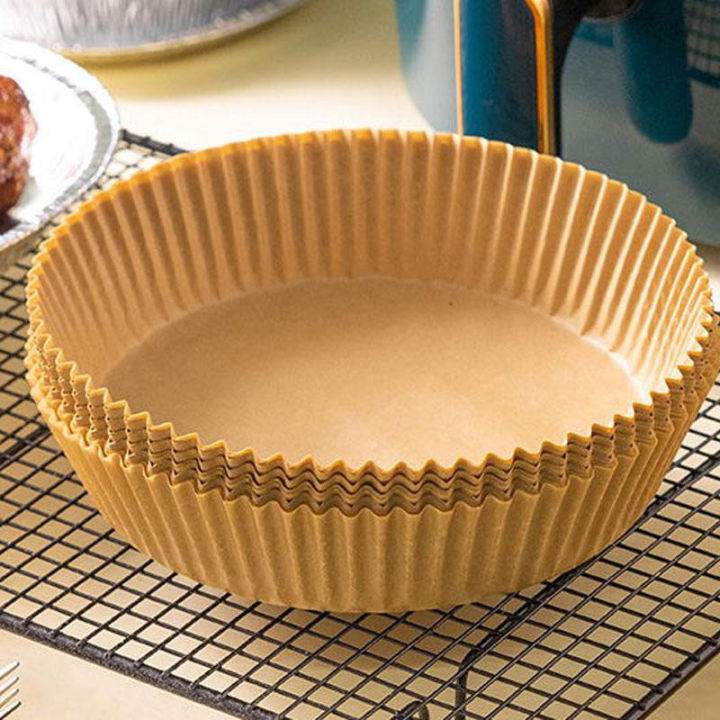 50pcs Air Fryer Disposable Paper Liner Non-Stick Mat Steamer Round ...