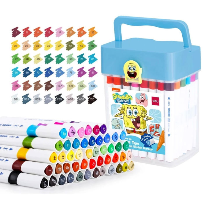 Deli 48 Colors Dual Tip Alcohol Sketch Marker Set – C188-48 | High ...